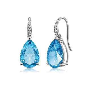 KAI FINE JEWELRY Drop Earrings With Swiss Blue Topaz And Diamond - Blue/silver