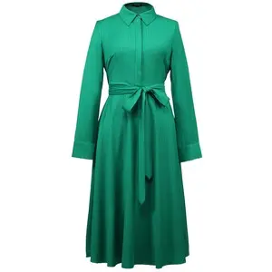 SMART AND JOY Striped Fit-and-flare Shirt Dress With Belt - Green