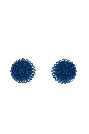 Pat’s Jewelry Clip On Pom Pom Earrings - Blue