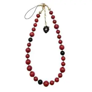 FARRA Gemstone And Black Strawberry Charm Phone Strap