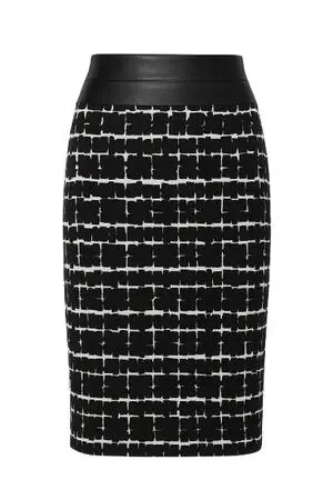 CONQUISTA High-waisted Midi Pencil Skirt With Leather Look Waistband