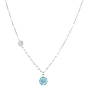 AUREE JEWELLERY Salina Blue Topaz & Sterling Silver Disc Necklace - Blue/silver