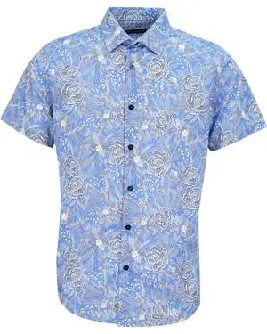 LORDS OF HARLECH Scott Handcut Floral Shirt - Blue