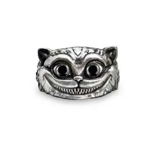 PERRY GARGANO Cheshire Cat Ring With Black Diamond - Silver