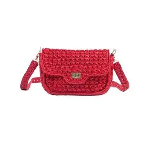ZANATANY CONCEPTS Cassie Raffia Crossbody Bag - Red