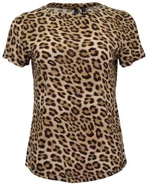 LORDS OF HARLECH Katherine Leopard Cap-sleeve Top - Brown