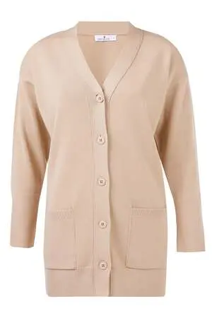 PERALUNA Nicola V-neck Long Knit Cardigan - Brown