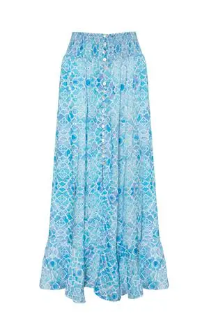 SOPHIA ALEXIA Azure Mosaic Maxi Skirt - Blue