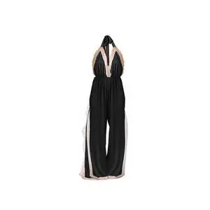NOBLESSE OBLIGE Long Open Leg Halter Neck Romper - Black