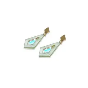 TOOLALLY Art Deco Diamond Dangle Earrings - Green