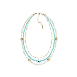 ADRIANA PAPPAS DESIGNS Layered Turquoise And Pearl Choker - Blue
