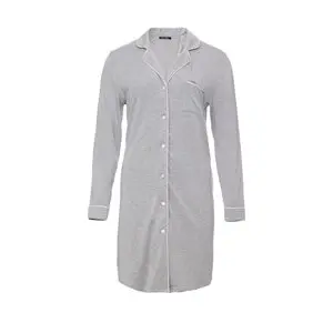 PRETTY YOU Bamboo Long Sleeved Classic Nightshirt In Marl - Grey