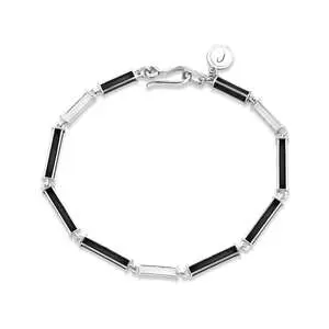 C|ND|N BY CANDAN BALTO Megaron & Black Enamel Bracelet - Silver