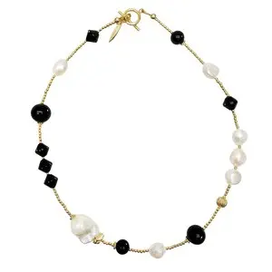 FARRA Black Obsidian And Pearl Bracelet - White/black