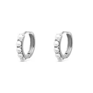 CLEMENCE WREN Freshwater Pearl Hoop Earrings - Silver/white