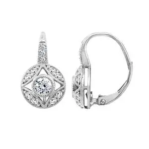 DIAMONBLISS Vintage Style Leverback Earrings - White
