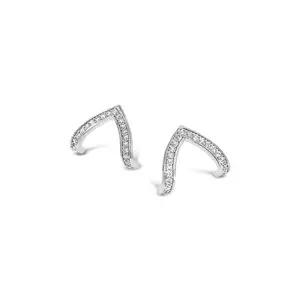LUTIRO Pave Cz Wishbone Stud Earrings - Silver