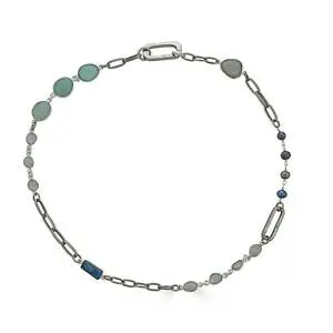 LONI PAUL JEWELRY Moonstone, Kyanite, Aquamarine & Pearl Necklace - Silver