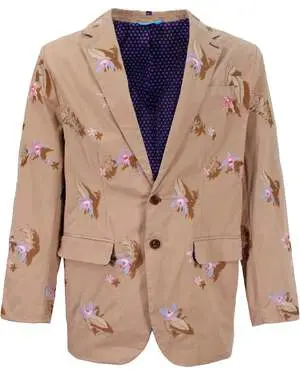 LORDS OF HARLECH Julius Embroidered Floral Blazer - Brown