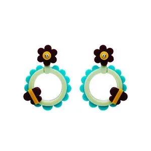 GISSA BICALHO Sunflower Dangle Earrings - Green