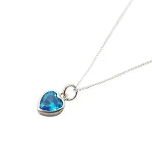 HARFI Mini Heart Aquamarine March Birthstone Necklace - Silver