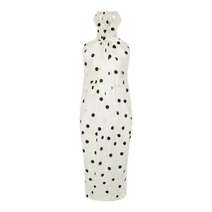 THE SUMMER EDIT Sienna Silk Bandeau Polka Dot Dress - White