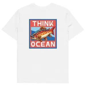 ANCHOR & CREW Think Ocean Fish Pixel Art Organic Cotton T-shirt - White