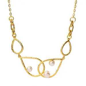 EBRU JEWELRY Divine Light Pearl Gold Statement Necklace