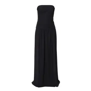 AGGI BY HALEWSKI Zoriana Sheer Chiffon Maxi Dress With Ruched Bodice - Black