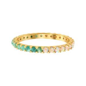 LA KAISER Simulated Opal And Amazonite Eternity Ring - Gold