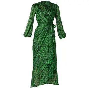 SACHA DRAKE Savoir Midi Wrap Dress - Green