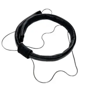WAIWAI Leather Choker With Stainless Steel Chain - Black