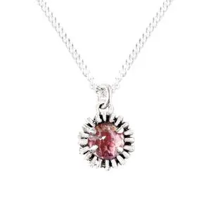 LEE RENEE Dahlia Bud Pink Tourmaline Pendant Necklace - Silver