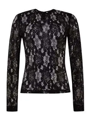 TIA DORRAINE Sheer Sequin Lace Blouse - Black