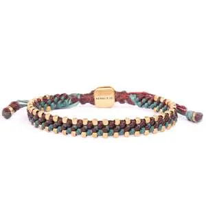 HARBOUR UK Brass & Aquagreen Rope Bracelet - Green/red