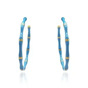 MICHAEL NASH JEWELRY Sloan Turquoise Enamel And Gold Bamboo Hoop Earrings - Blue