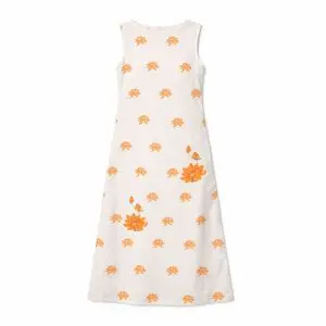 HOUSE OF GL Hand-block Printed Cotton A-line Midi Dress - Orange