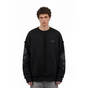 MYSIMPLICATED Oversized Cotton Crewneck Sweatshirt - Black/grey
