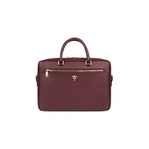 Place Of Ëlms Leather Briefcase With Crest Detail - Red