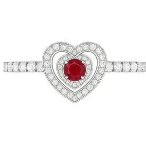 MAISON DE GALA Heart Ruby Crystal Bracelet - Red/silver