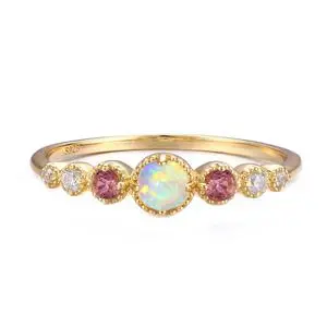 AZURA JEWELRY NEW YORK Divinity Opal And Tourmaline Ring - Gold