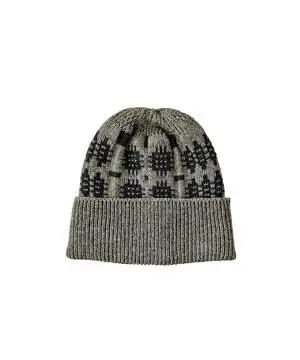 MABLI Lambswool Jacquard Beanie - Grey/blue