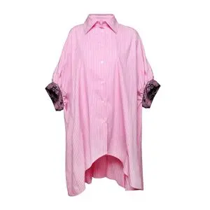 MADEBYZA Striped Oversized Shirt With Lace Cuff