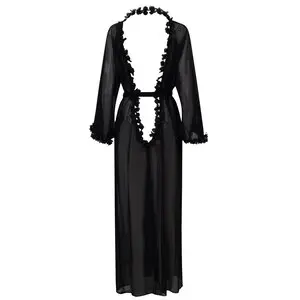 BELLE ET BON BON Full Length Petal Kimono - Black