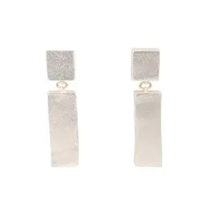 Saachi Duo Rectangle Metal Earrings - Silver