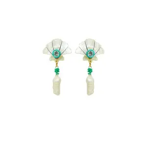 GISSA BICALHO Shell Pendant Earrings - Green
