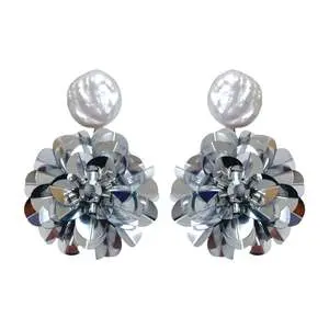 PINAR OZEVLAT Pearl Drop Blossom Earrings