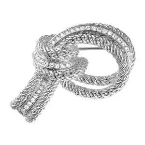Grossé Platinum & Crystal Loop Brooch - Silver