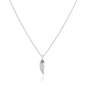 MOON LONDON Angel Wing Amethyst Gemstone Necklace - Silver