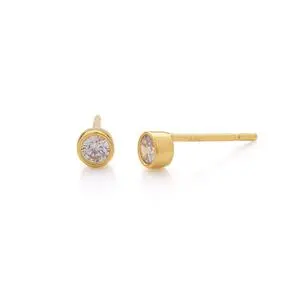 NELLOU JEWELLERY Dot Stud Earrings Plated Sterling Silver - Gold